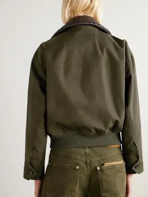 Bottega Veneta Intrecciato Leather-trimmed Cotton-twill Jacket
