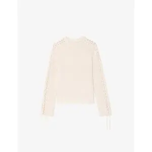 Zadig&Voltaire Lace-sleeve Wool And Cashmere-blend Jumper - Ecru