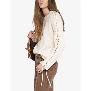 Zadig&Voltaire Lace-sleeve Wool And Cashmere-blend Jumper - Ecru