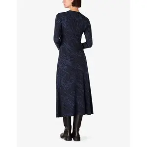 Whistles Abstract-pattern Stretch-mesh Midi Dress