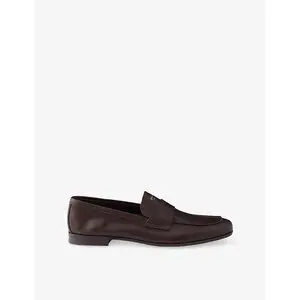 Prada Penny-tab Leather Loafers - Brown