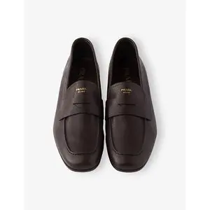 Prada Penny-tab Leather Loafers - Brown