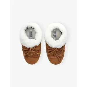 Moon Boot Evx Suede And Shearling Mules - Brown/oth