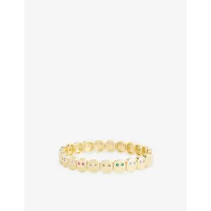LISA GOZLAN Multi Gemstone Happy Face Bracelet - Yellow Gold / Multi