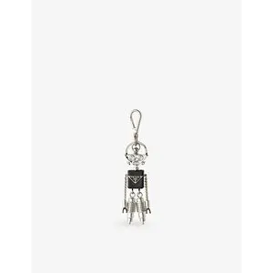 Prada Robot Saffiano Leather Keychain Charm - Gold/silver