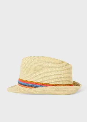 Paul Smith Artist Stripe Trim Trilby Hat - Brown