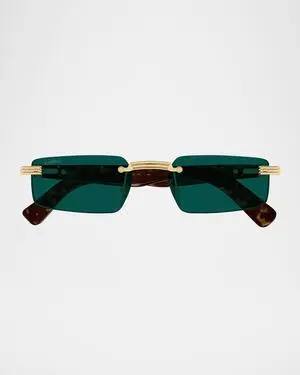 CARTIER Metal Rectangle Sunglasses - Smooth Golden Finish