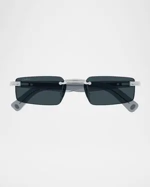 CARTIER Metal Rectangle Sunglasses - Smooth Platinum Finish