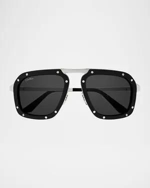 Cartier Oversized Rectangle Sunglasses - Black