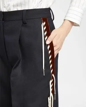 Dries Van Noten Embellished Tuxedo Pants - Navy