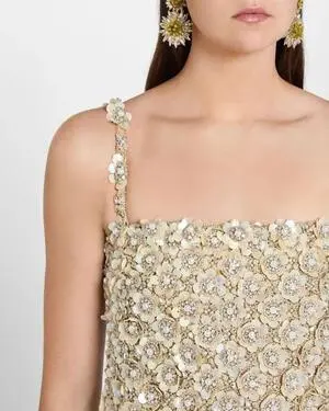 Oscar De La Renta Embroidered Mini Sheath Dress - Silver