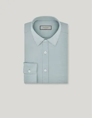 Canali Casual Regular Fit Shirt In Brianza Jersey - Green