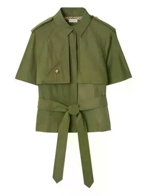 Burberry Cropped Cotton Poplin Trench Shirt - Green