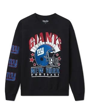 Junk Food Clothing Nfl New York Giants Glitter Helmet Crew Fleece Sweatshirt - Black