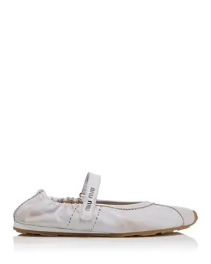 Miu Miu Mary Jane Flats - Bianco