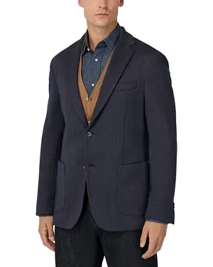Boggi Milano Herringbone Jacket - Navy Blue