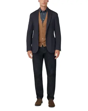 Boggi Milano Herringbone Blazer - Navy Blue