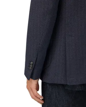 Boggi Milano Herringbone Blazer - Navy Blue