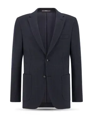 Boggi Milano Herringbone Blazer - Navy Blue