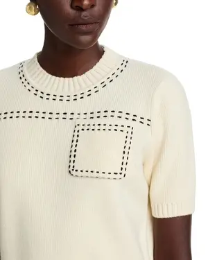 TOCCIN Kelly Pocket Tee - Ivory/jet