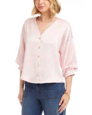 Karen Kane Lantern Sleeve Satin Shirt