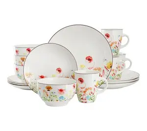 ELAMA Wildflower Meadow 16 Piece Stoneware Dinn Erware Set - One-color