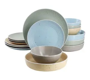 ELAMA Emilia 16 Piece Assorted Double Bowl Dinn Erware Set - One-color