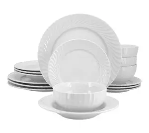 ELAMA Julia 16 Piece Scalloped Double Bowl Dinn Erware Set - One-color