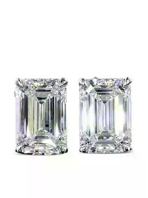 JEWELS AFICIONADO 14k White Gold Diamond Stud Earrings - Silver
