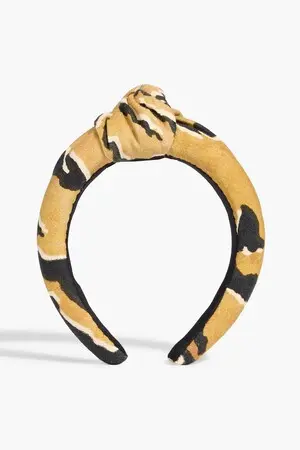 Zimmermann Knotted Tiger-print Headband - Mustard