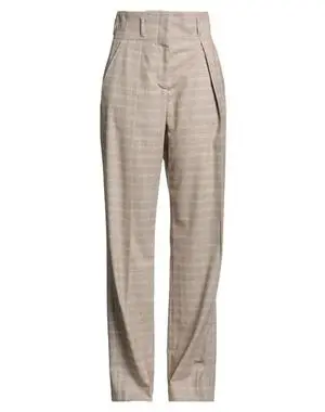 Eleventy Wide-leg Plaid Flannel Pants - Beige