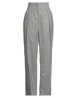 Eleventy Wide-Leg Plaid Flannel Pants Grey