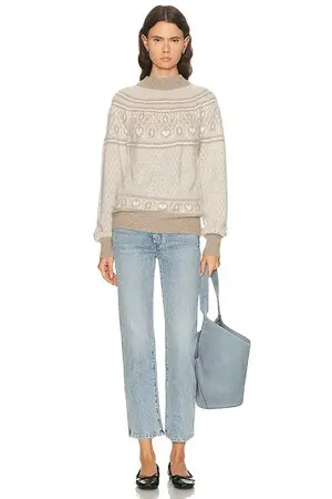 Khaite Guy" Cashmere Mockneck Sweater - Light Multi
