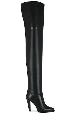 Saint Laurent Leather Over The Knee Boots - Nero