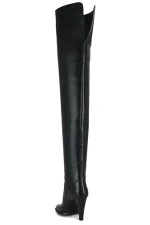 Saint Laurent Leather Over The Knee Boots - Nero
