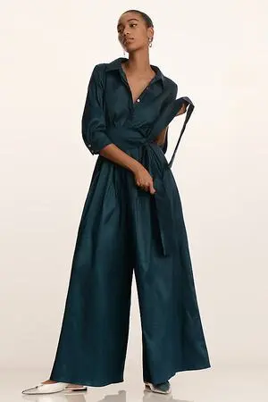HUTCH Jordana Jumpsuit - Navy Shantung