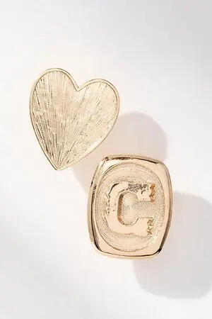 Anthropologie Monogram And Heart Brooch Set - C