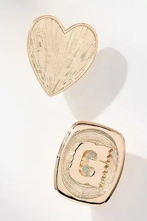 Anthropologie Monogram And Heart Brooch Set - G