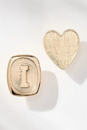 Anthropologie Monogram And Heart Brooch, Set Of 2
