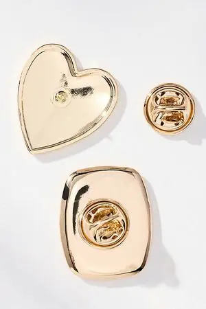 Anthropologie Monogram And Heart Brooch, Set Of 2