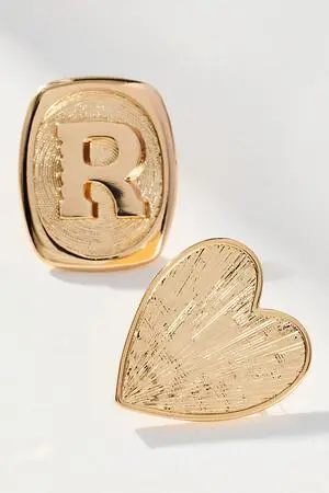 Anthropologie Monogram And Heart Brooch Set - R
