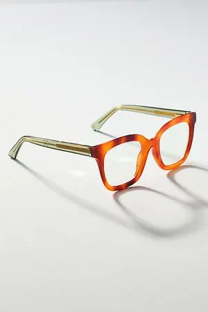 PEEPERS Square Fanfare Readers - Blonde Tortoise/green