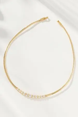 Anthropologie Crystal Bar Collar Necklace - Gold