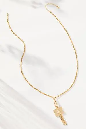 Anthropologie Key Pendant Necklace - Gold
