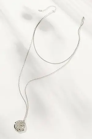 Anthropologie Double Chain Pendant Necklace - Silver