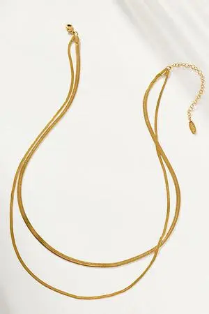 Anthropologie Water-resistant Herringbone Layered Necklace - Gold