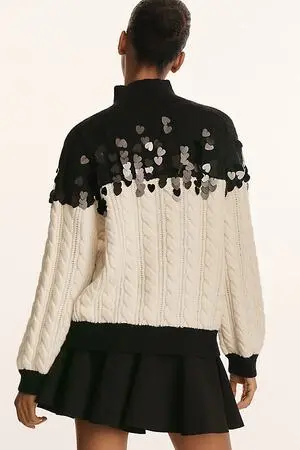 Maeve Colorblock Sequin Chunky Sweater