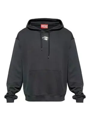 DIESEL® Cotton Hoodie With Metallic Oval D Logo - Black