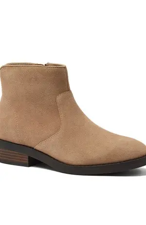 LANDS' END Suede Zip Ankle Booties - Taupe