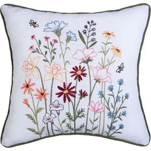C&F HOME Botanical Flower Blooms & Bees Cotton Blend Mini Spring Accent Pillow 12" X 12 - Yellow